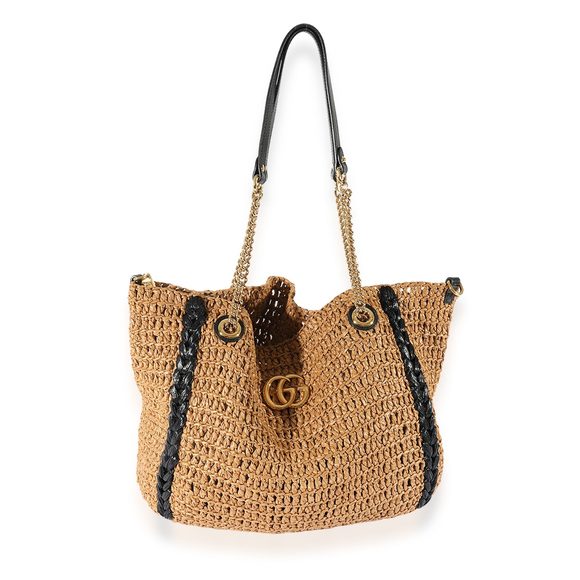Gucci | Bags | Gucci Natural Raffia Large Marmont Shoulder Bag | Poshmark